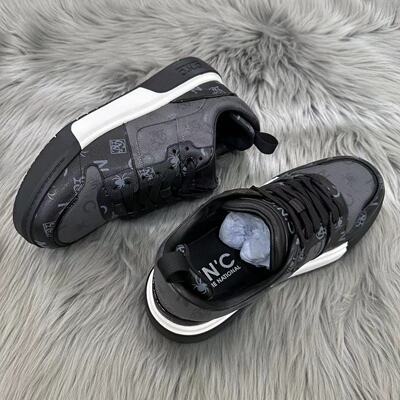 CNC男鞋2023年新款现货进口牛皮字母满印休闲时尚轻奢运动鞋