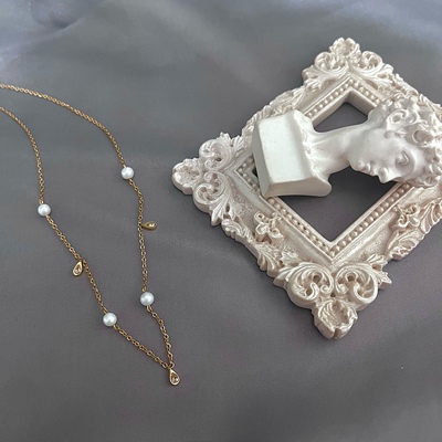 天然珍珠钛钢项链