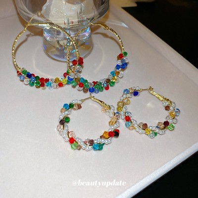 彩色多巴胺珍珠缠绕耳圈