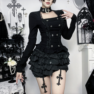 暗黑少女套装亚文化上衣蛋糕短裙