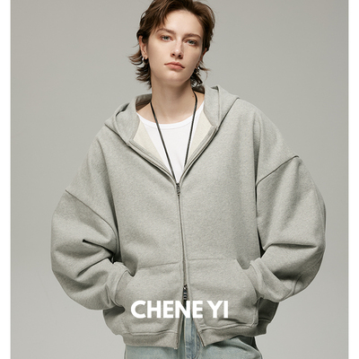 CHENE YI纯棉毛圈ATHFLOW风连帽卫衣开衫外套/分割设计卫裙套装女