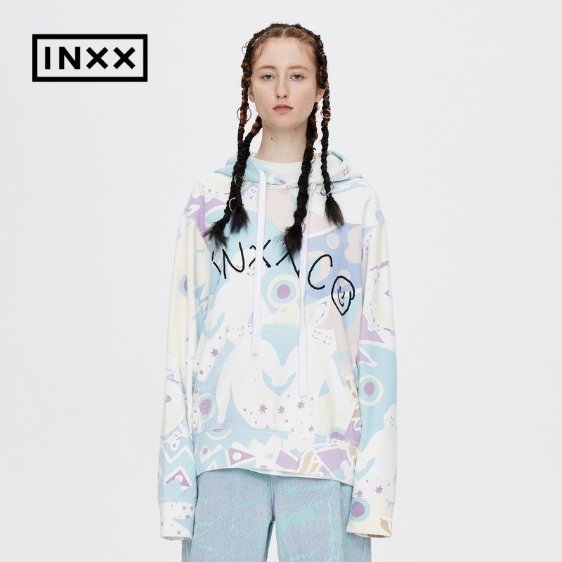 【INXX】ricardo系列21秋新个性休闲印花圆领卫衣XXB3101017_虎窝淘