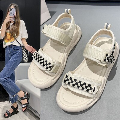 魔术贴学生时尚百搭厚底沙滩跨境2025夏季新款松糕软底女凉鞋外穿