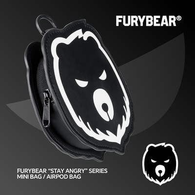 FURYBEAR系列黑色便携式PU收纳钥匙零钱耳机单肩迷你斜挎小包