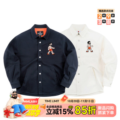 撞色口袋宽松加厚长袖衬衫
