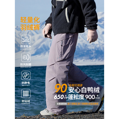 冬季户外羽绒裤男女外穿冬季新款直筒大码保暖防寒工装冲锋裤子