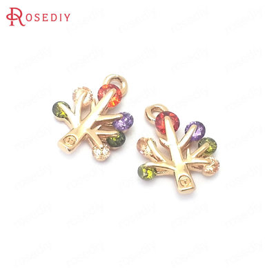 (38879)10x13MM 铜+锆石镶锆 小树 挂件 吊坠