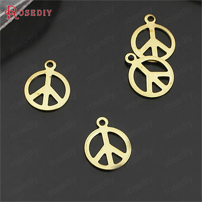 项链手链耳环耳饰Diy饰品配件10x8MM铜黄铜色和平符挂件吊坠27211