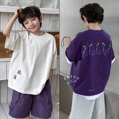 布芮欧男女童字母印花短袖T恤