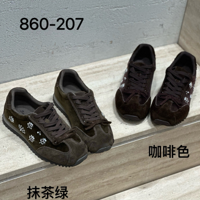 诗路花语七彩青春2026秋冬真皮休闲鞋平底德训鞋女鞋板鞋860-207