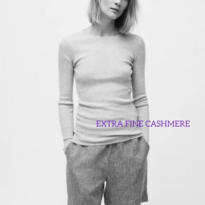 秋冬女士极简风坑条针织衫圆领羊绒衫显瘦修身内搭打底衫上衣