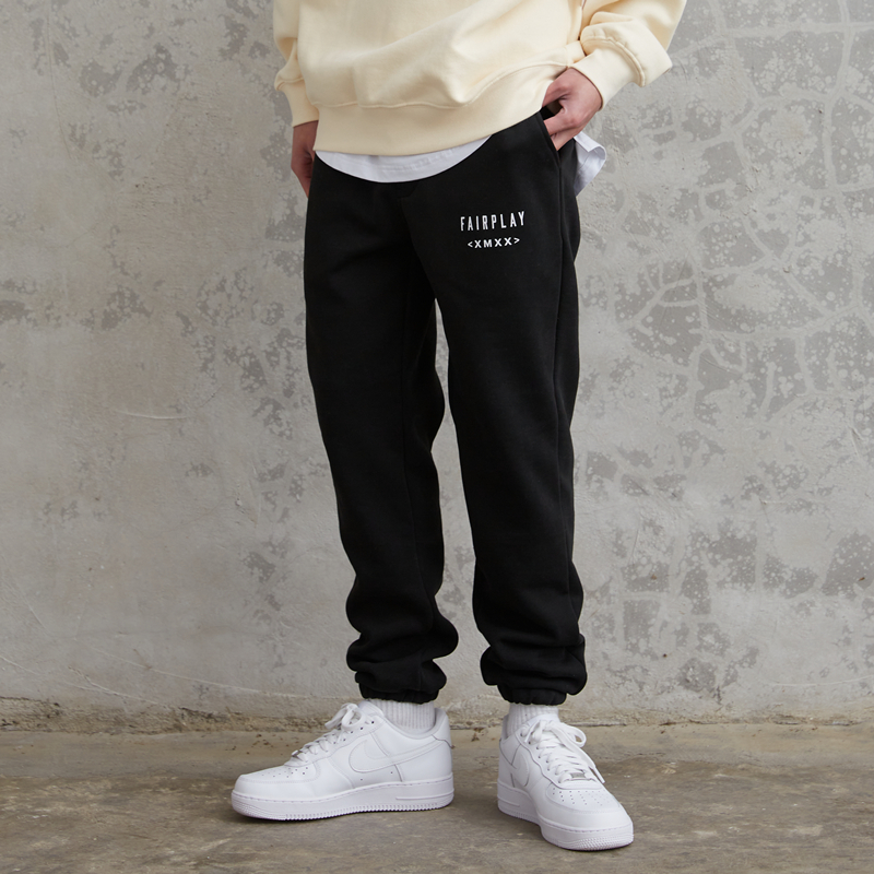 XMXX× LA潮牌fairplay基础logo加绒休闲宽松运动裤卫裤束脚裤_虎窝淘