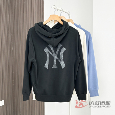 MLB情侣NY复古老花连帽运动卫衣