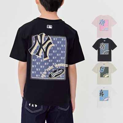 MLB儿童NY波普老花印花圆领短袖