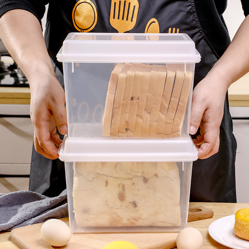 日本进口面包盒吐司保鲜盒透明冰箱食品收纳盒带盖厨房食物整理盒