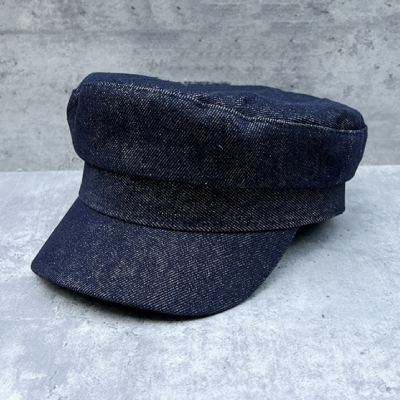 版型超正！英伦复古深色牛仔布平角帽子女春夏报童帽出游百搭气质