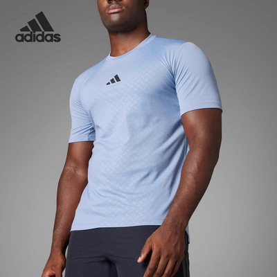 Adidas阿迪达斯正品春夏季男款运动服速干透气休闲短袖上衣JI8216