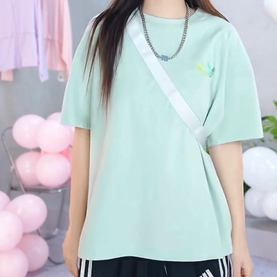 阿迪达斯女圆领透气宽松休闲t恤