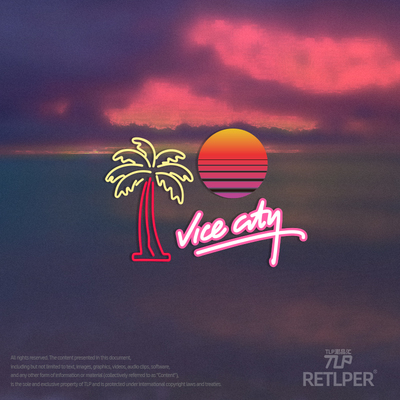 RETLPER镂空车贴 原创椰树红日 联名vice city热带风汽摩防水贴纸