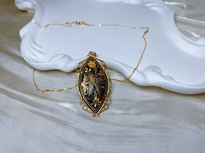 【BW中古】中古西班牙产大马革金镶吊坠