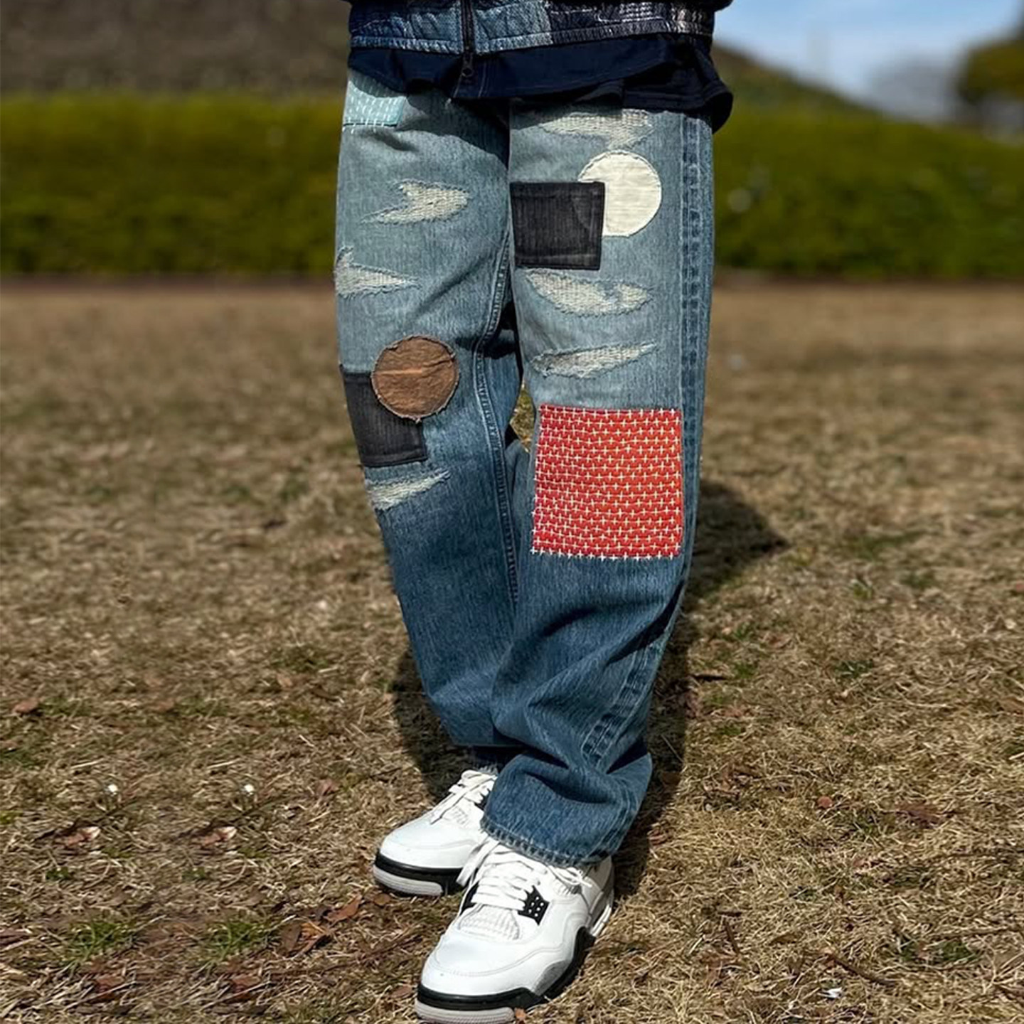 现货 FDMTL Classic Straight Denim CS134 26SS拼接破坏牛仔长裤