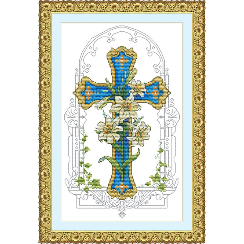 DMC十字绣人物宗教ZP058祈祷百合十字架 cross stitch