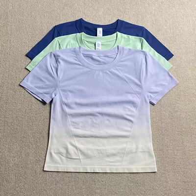 D14031 运动短袖t恤女紧身速干显瘦圆领修身瑜伽健身衣春秋
