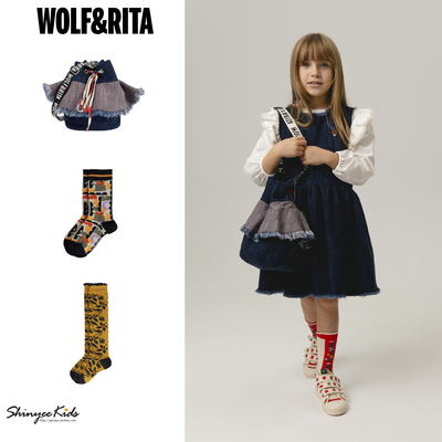 5ZShinyee▲wolf rita aw25秋冬新款便捷牛仔包包儿童袜子