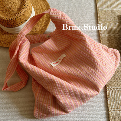 夏日清桃甜酒 肌理感原创百搭帆布包女大容量单肩斜跨通勤托特包