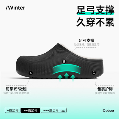 2026爆款可外穿防水棉拖鞋足弓支撑矫正腿型保暖防滑软底舒适棉鞋