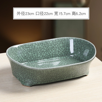 水培陶瓷哥窑花盆水仙无孔创意桌面碗莲睡莲一叶莲荷花铜钱草大号