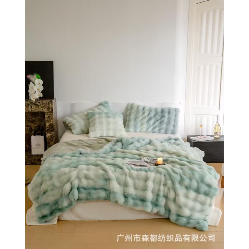 新品兔毛毛毯柔软保暖沙发午睡毯双面绒毯休闲毯卧室毯床尾盖毯子