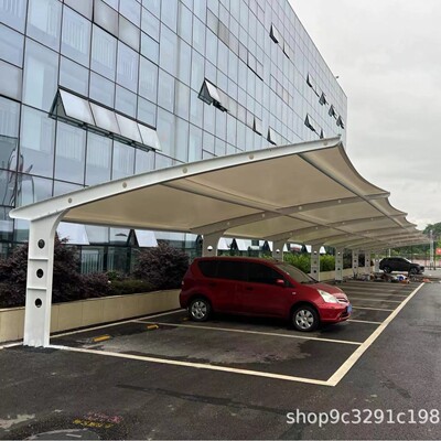 诚之建贵州遵义长寿停车棚拉杆型白色膜结构汽车工厂完工质保15年
