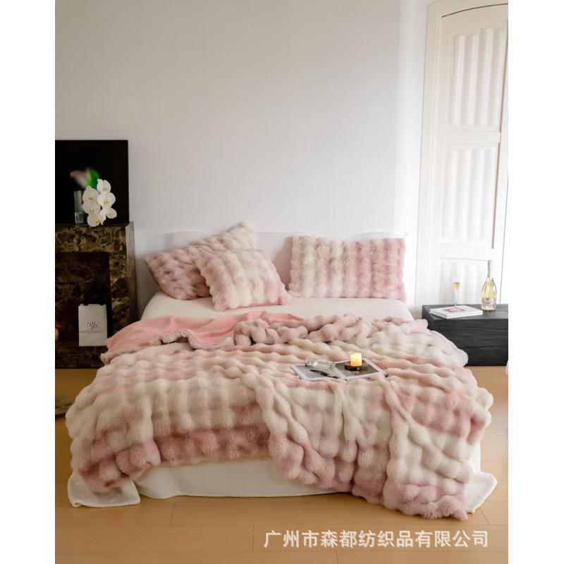 保暖兔毛毛毯新品柔软沙发午睡毯双面绒毯休闲毯卧室毯床尾盖毯子