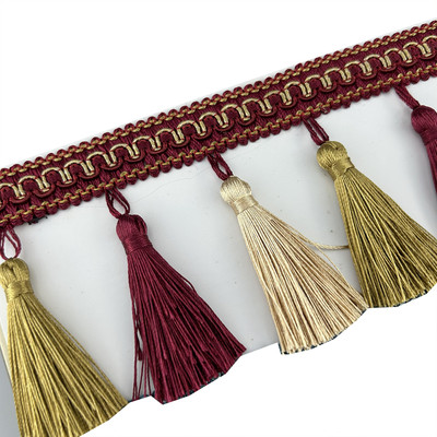 三色小波浪窗帘花边装饰辅料高档桌旗沙发抱枕穗婚庆吊流苏排须