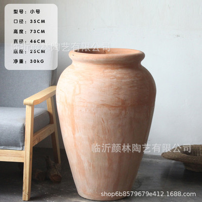 景观藤类组合落地粗陶缸盆落地仿古陶器花盆大号陶器简约红陶