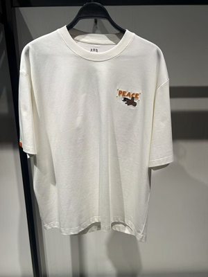 B2CNF3201 太平鸟男装2025秋季新款米白色阔型背后大印花短袖T恤