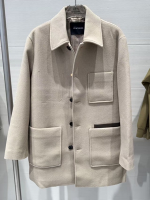 B1AAE4311 太平鸟男装冬季新款单排扣宽松保暖休闲中长款大衣外套