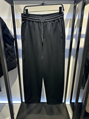 B2GME4190 太平鸟男装2024冬季新款黑色针织抽绳直筒百搭休闲长裤