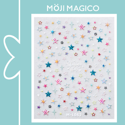 茉季闪耀星星玻璃碎美甲贴纸防水指甲贴装饰贴花饰品4101 M1062