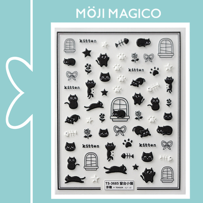 茉季中国美甲贴纸立体浮雕效果