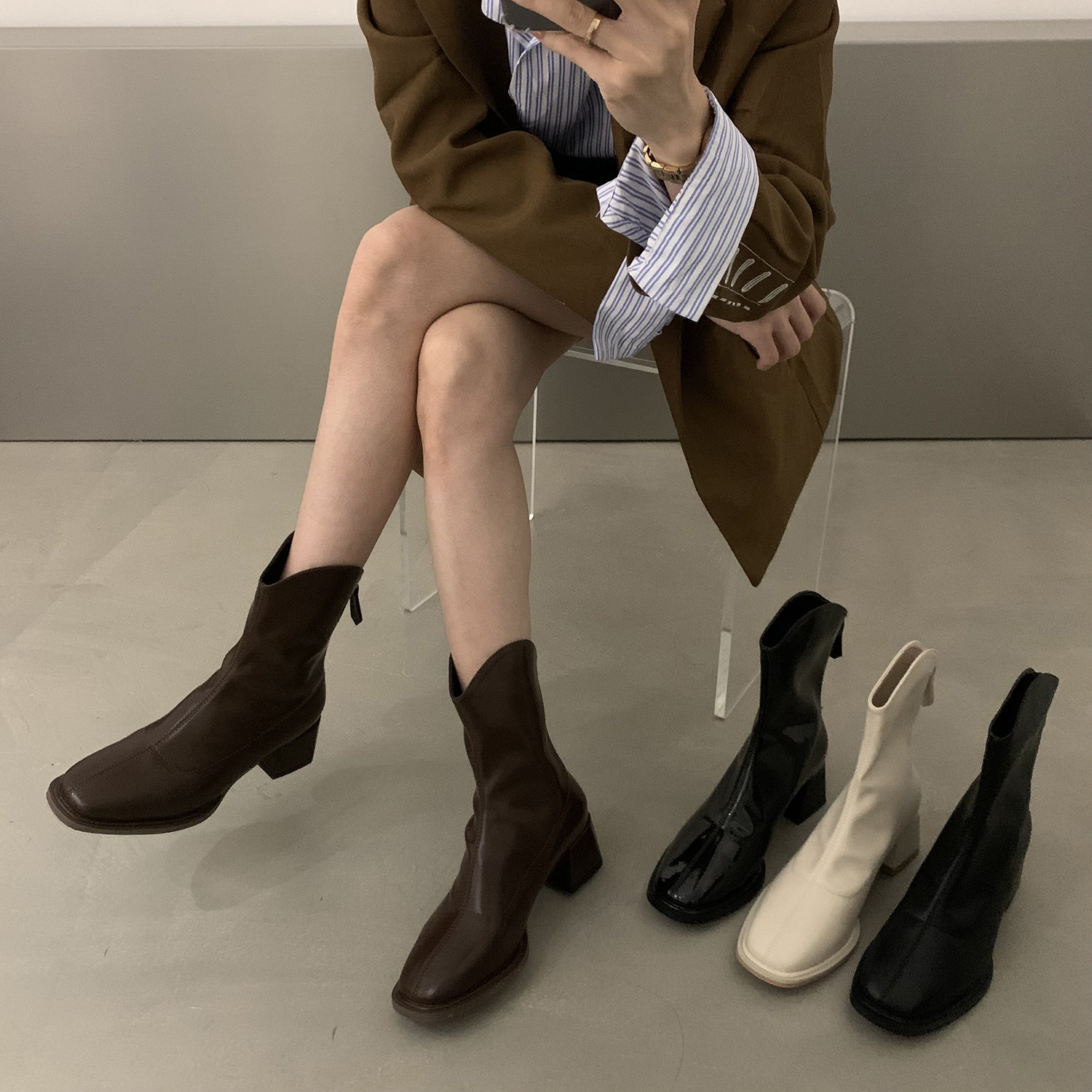 高跟马丁靴瘦瘦切尔西靴子网红鞋子女新款2023年爆款春秋单靴短靴_虎窝淘