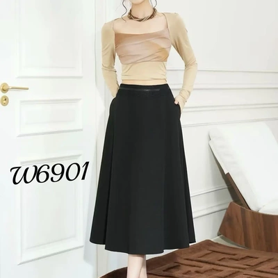 6901 春秋款高级设计感高腰显瘦通勤百搭A字半身裙