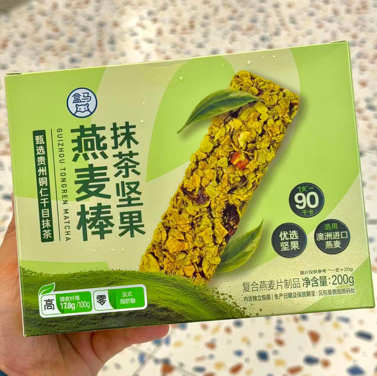 盒马新品抹茶坚果燕麦棒200g燕麦片制品
