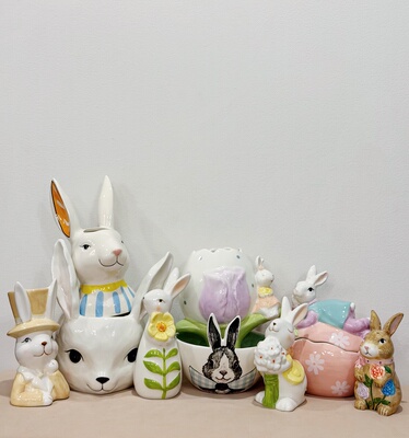 外贸 动物系列 兔子爱好者 陶瓷花盆、花瓶、摆件、收纳 储物盆