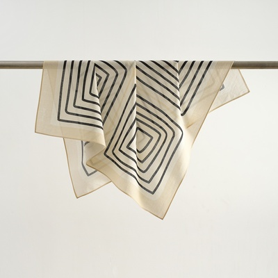 美式复古条纹丝巾百搭大方巾围巾