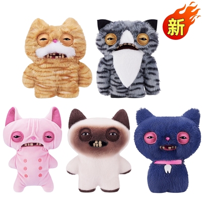 正版fuggler萌牙怪兽放克牙宝暗巷夜猫猫宠物毛绒搞怪潮玩公仔