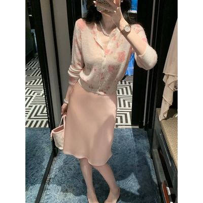 Sun雅乔【温婉可人】秋冬新款长袖温柔羊驼毛羊毛混纺针织开衫女