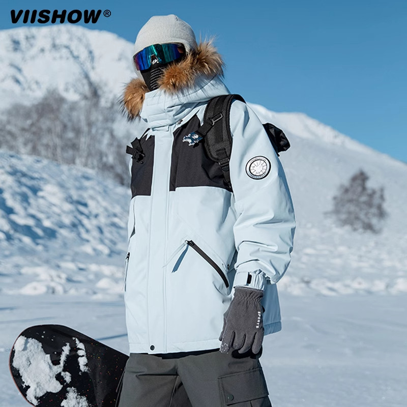VIISHOW全新支线户外系列 新国标90白鸭绒毛领派克服滑雪服羽绒服