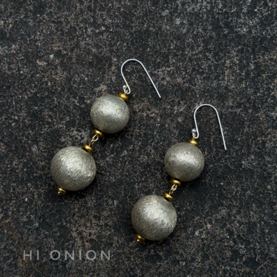 HiOnion《财源滚滚》小众设计复古圆球耳环s925银耳饰个性耳夹